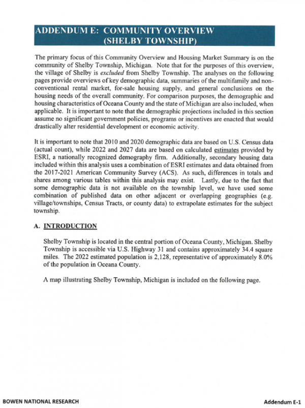 Shelby Township Community Overview – Shelby Township Oceana